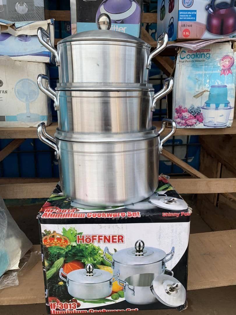 HF 3013… 6pcs Aluminium Hoffner pot sizes 20cm, 22%24cm respectively ...